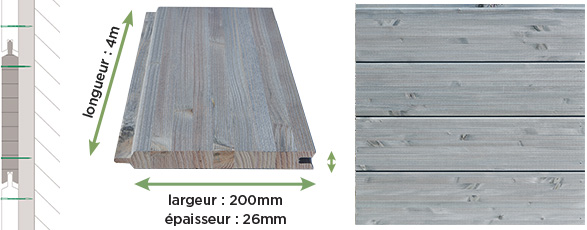 Bardage bois Largo micro-striée de grande largeur